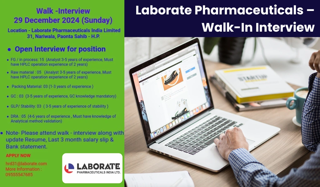 Laborate Pharmaceuticals – Walk-In Interviews for Multiple Positions on ...