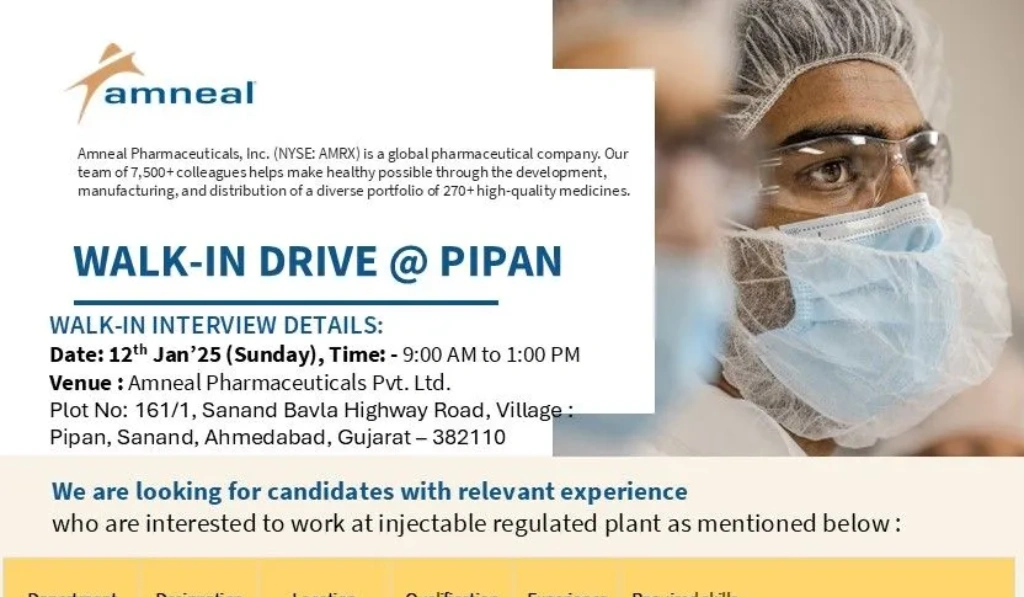 Amneal Pharmaceuticals – Walk-In Interview for Quality Control - Pharma ...
