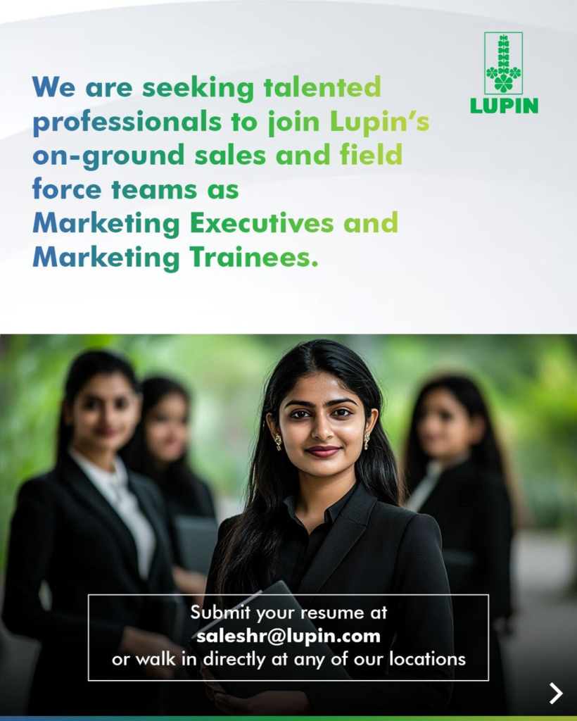 Lupin is Hiring! Walk-In Interviews for Sales Team in 5 Major Cities ...