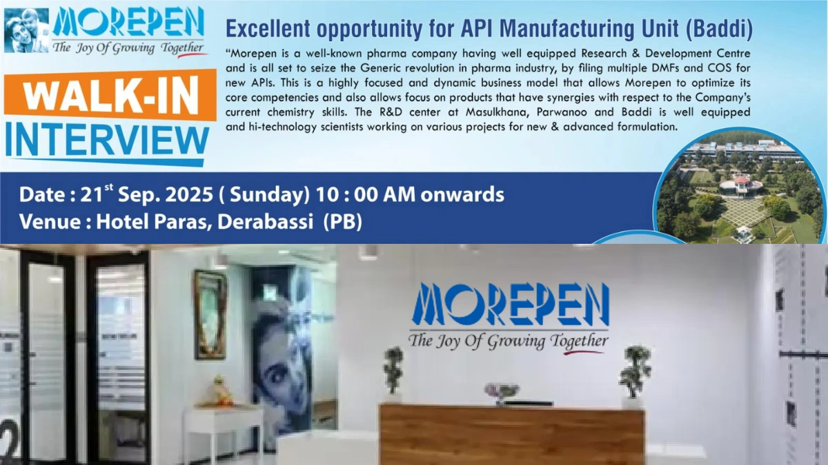 Morepen Laboratories Walk-in Drive for API Manufacturing Careers on ...