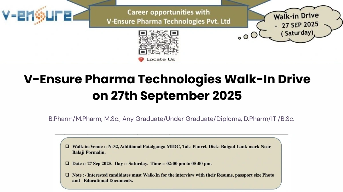 V-Ensure Pharma Technologies Walk-In Drive on 27th September 2025 ...
