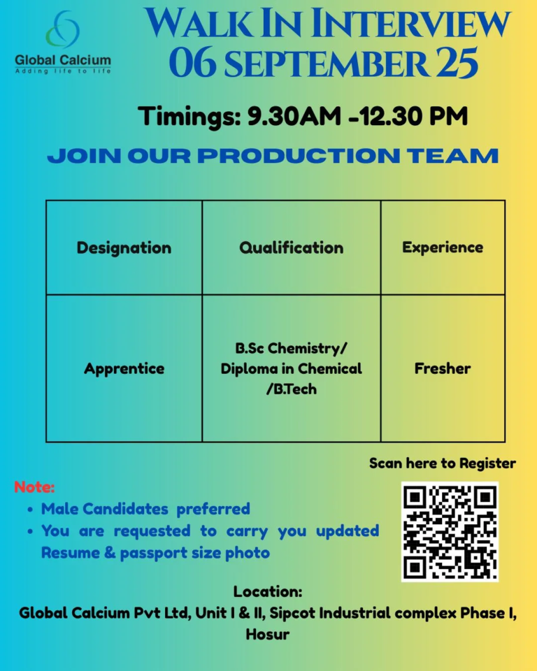 Global Calcium Walk-In Interview – Production Team Opportunities in ...