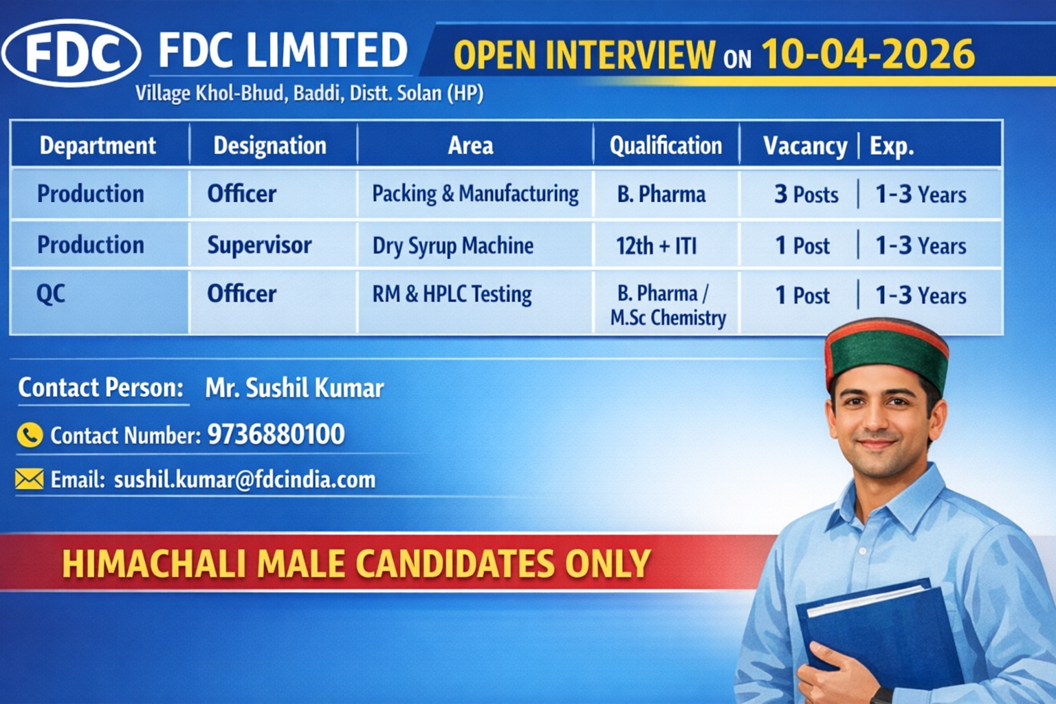 FDC Limited Walk-in Interview on 10th April 2026 – Pharma Jobs in ...