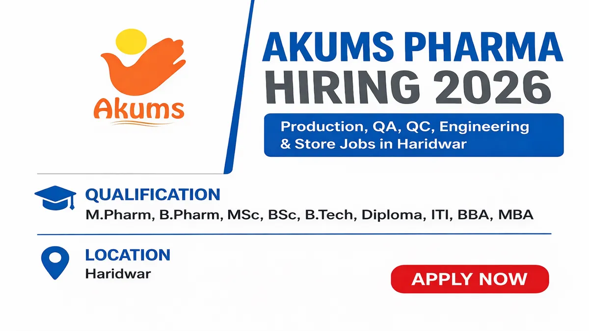 Akums Drugs & Pharmaceuticals Hiring 2026: Production, QA, QC ...