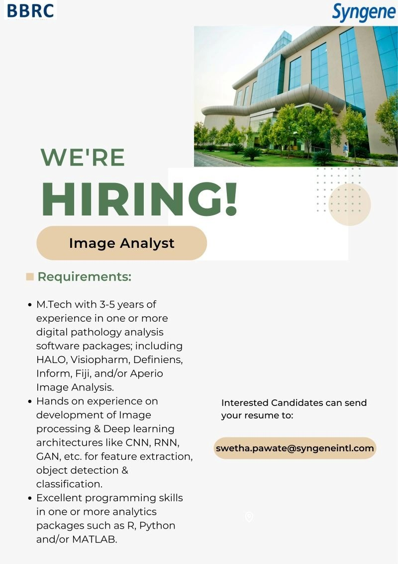 Syngene BBRC Image Analyst Job Opening – Pharma Jobs in India - Pharma ...