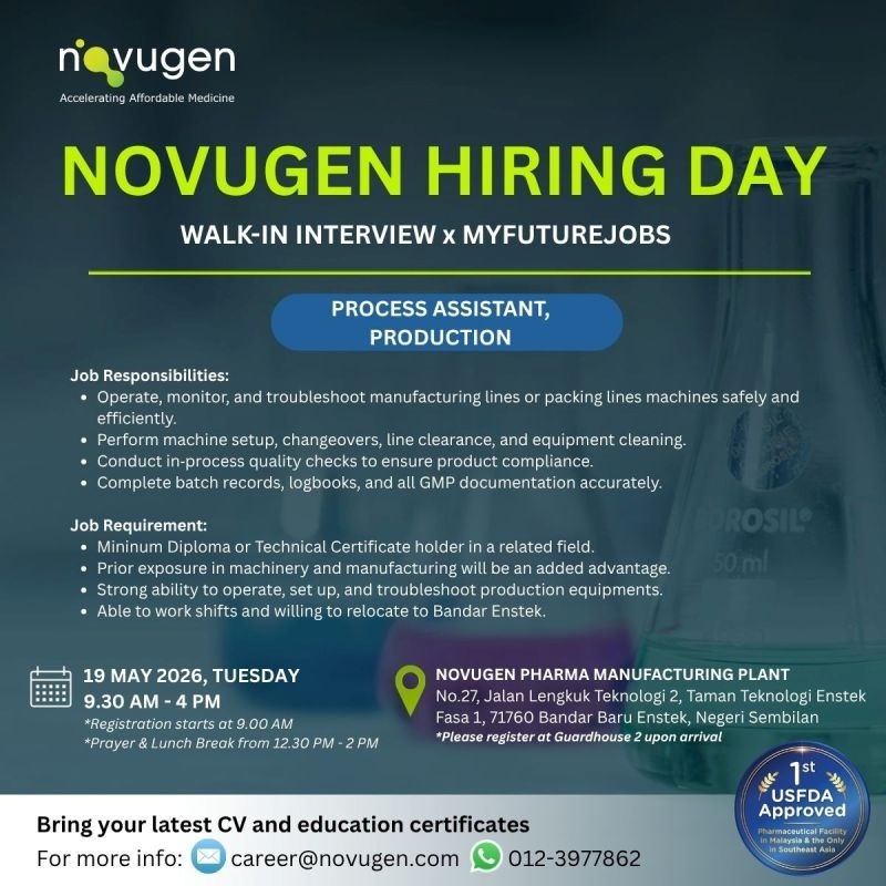 NOVUGEN Hiring | Walk-In Interview for Process Assistant – Production ...